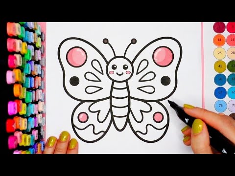 SEVİMLİ KELEBEK RESMİ BOYAMA 🦋 | MARKER KALEM BOYAMA | İNGİLİZCE KELİMELER | BUTTERFLY COLORİNG