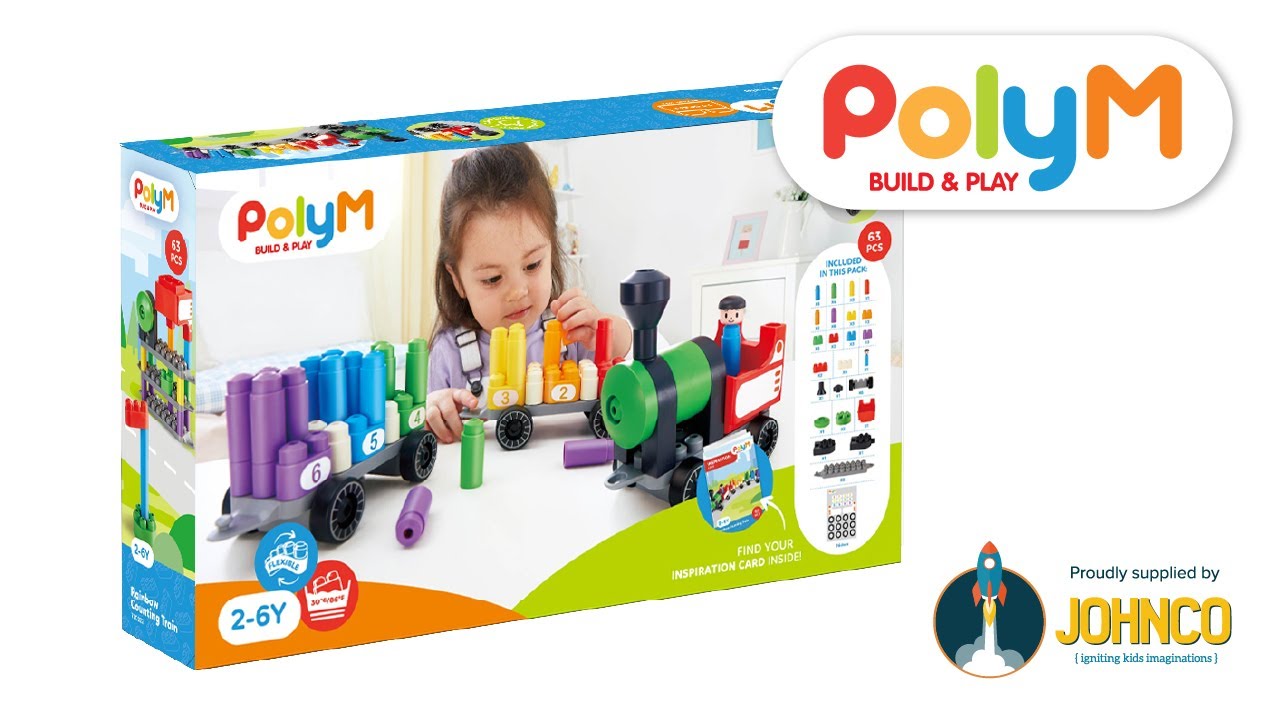 PolyM Rainbow Counting Train Building Blocks Kit - YouTube
