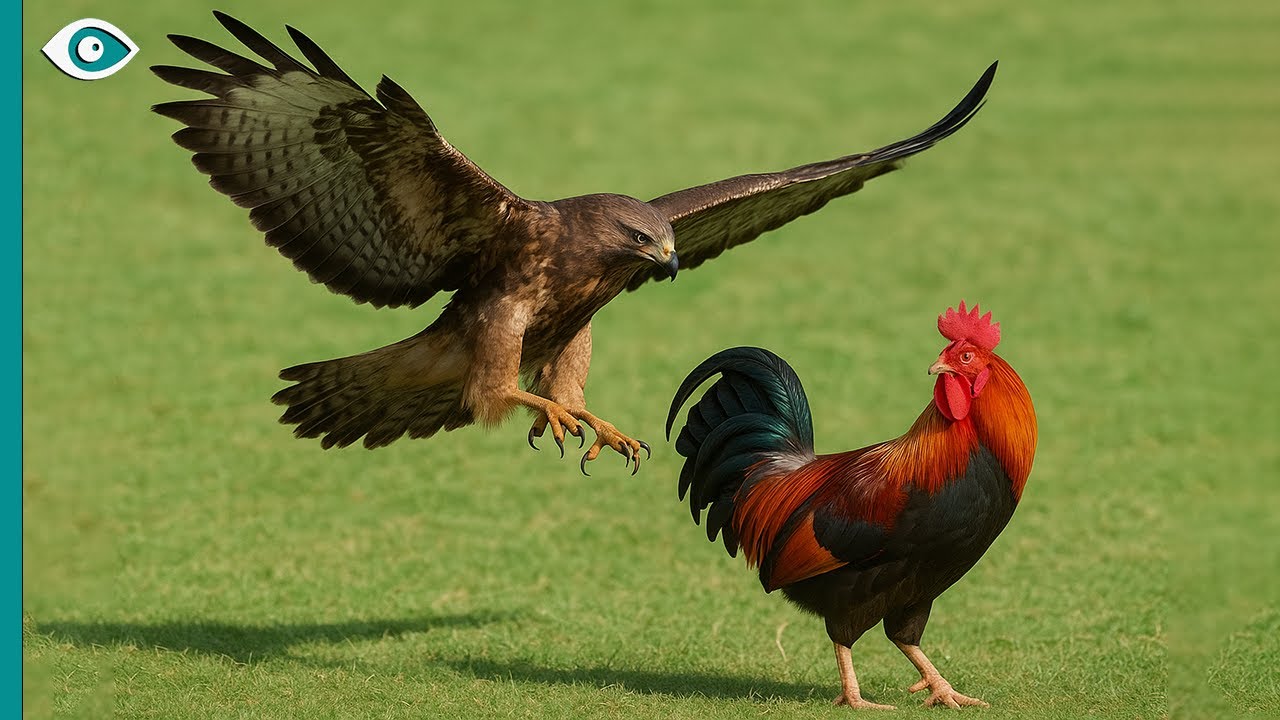 Le faucon stupide a attaqué le coq par erreur, et il a payé de sa vie ...