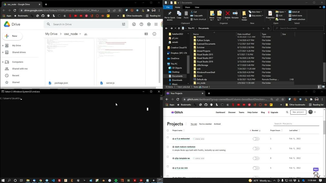 p5.js websocket →Node.js OSC over UDP→local app - YouTube