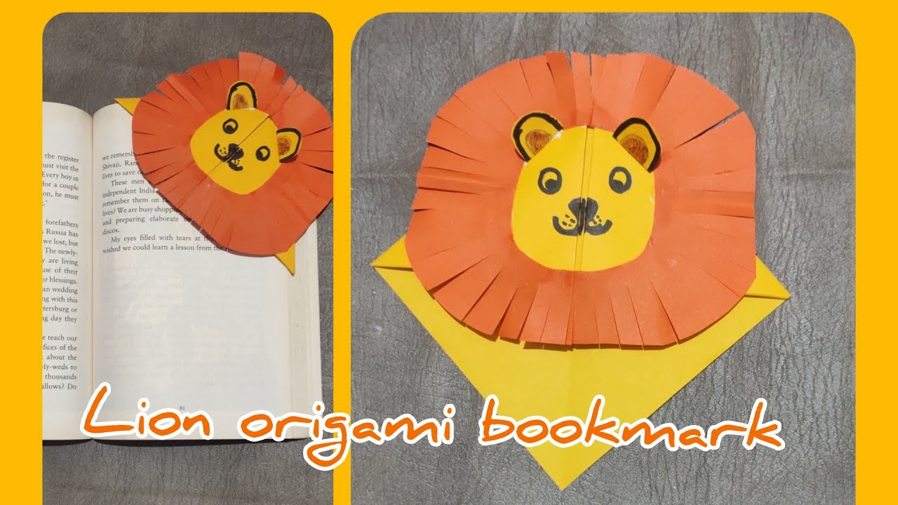 Lion bookmark #origami bookmark #easy paper craft # 🦁#cute bookmark ...