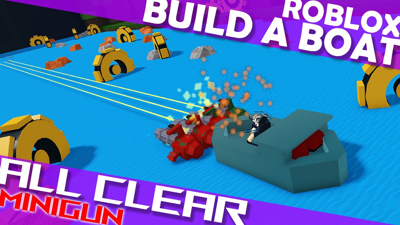 I clear the stages obstacles using my AUTO MINIGUN in Roblox Build a ...