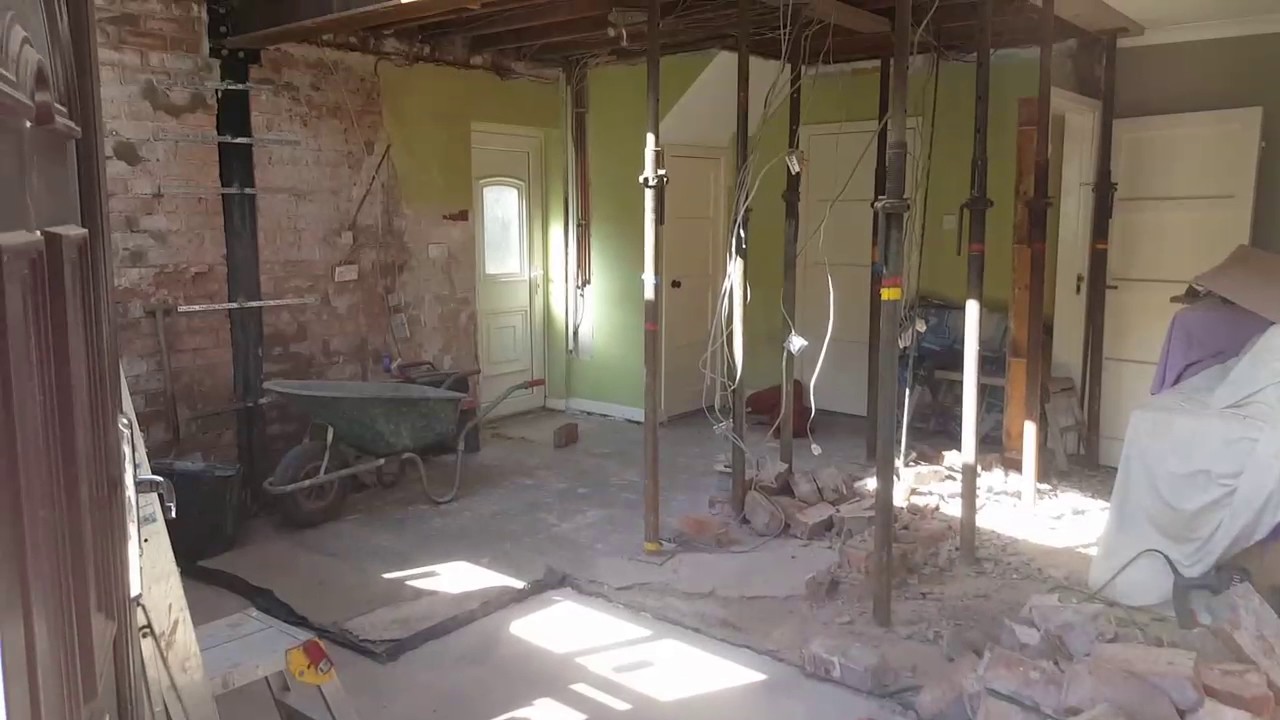 wall removed ready for rsg steel to go under the bedroom and bathroom ...