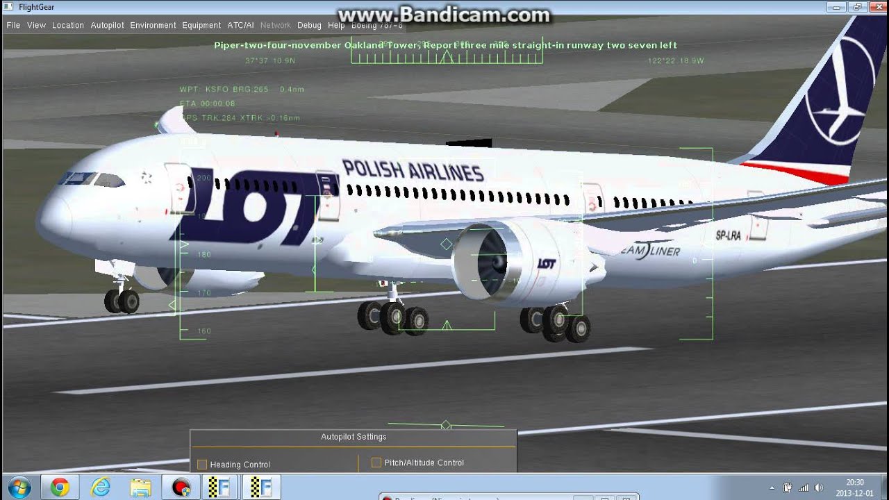FlightGear; Lądowanie 787-8 z ILS - YouTube