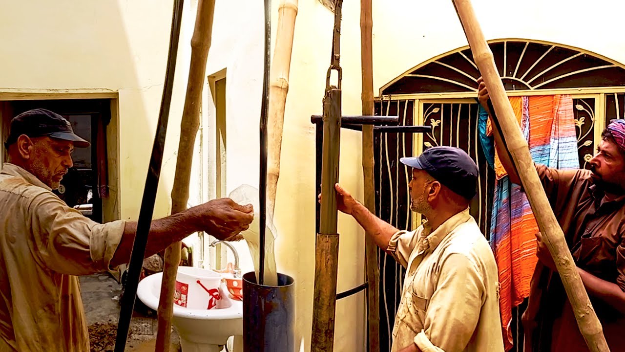 Amazing Bore well drilling Process by Hand - YouTube