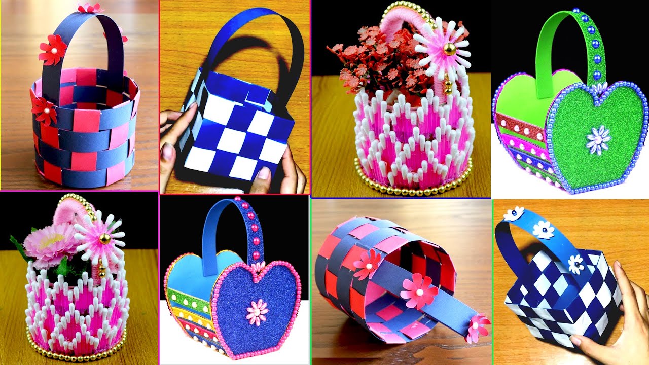 4 Beautiful Paper Basket - Paper Craft - DIY Basket - Home Decoration ...
