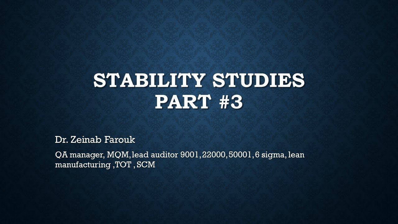 Stability studies (part # 3) ('ICH Q1) stability studies for drug and ...