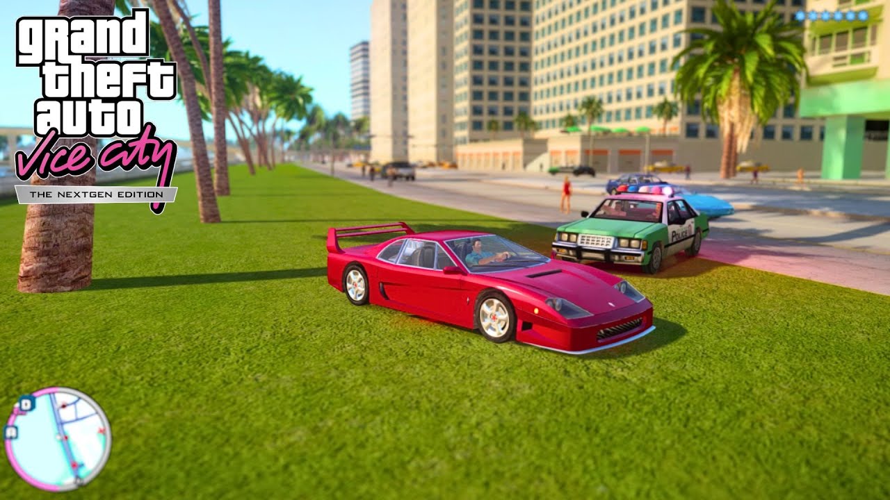 GTA Vice City Next-Gen Edition Mod - Epic Six Star Cop Car Chase - YouTube