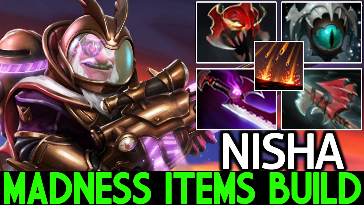 NISHA [Sniper] Right Click Mid with Madness Items Build Dota 2 - YouTube