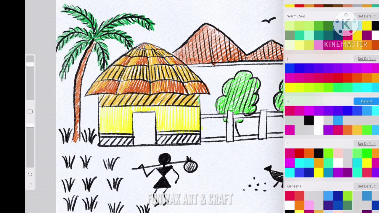How to make warli art painting | DIY warli village drawing easy step by ...