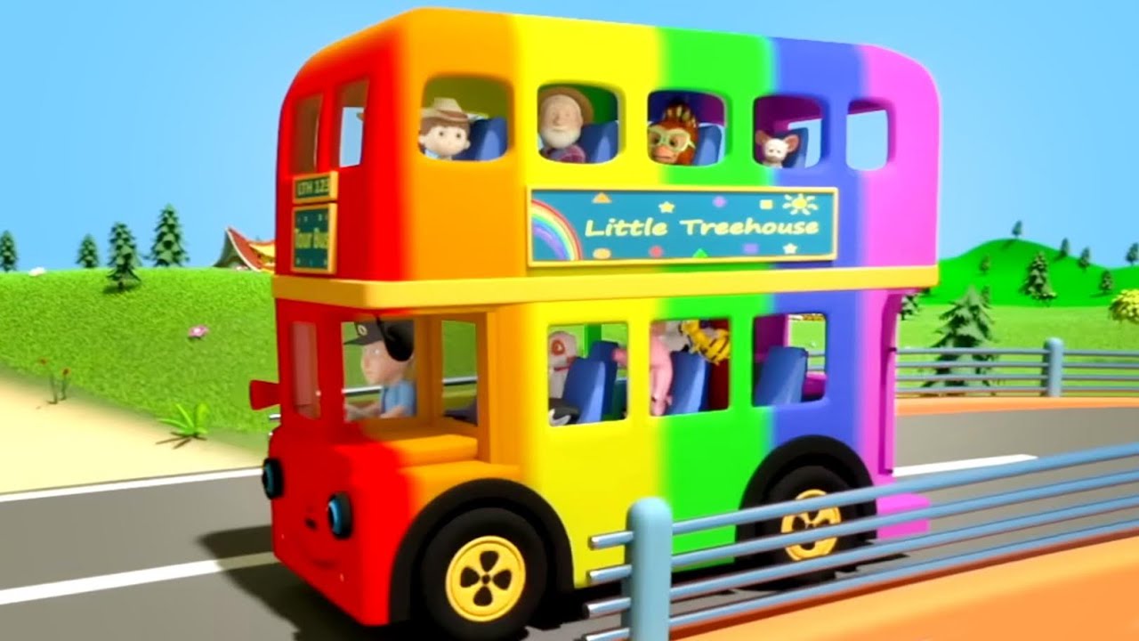 Rainbow Wheels On The Bus, Nursery Rhymes and Vehicle Songs for Kids ...