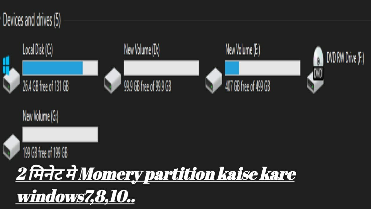 How to Memory partition and merge memory without format windows7,8,10 ...