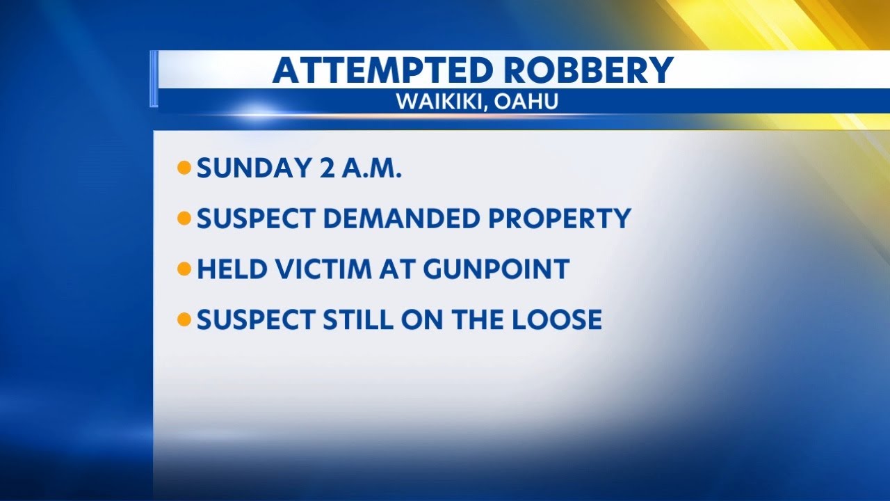 Suspect at large after attempted gunpoint robbery in Waikiki - YouTube