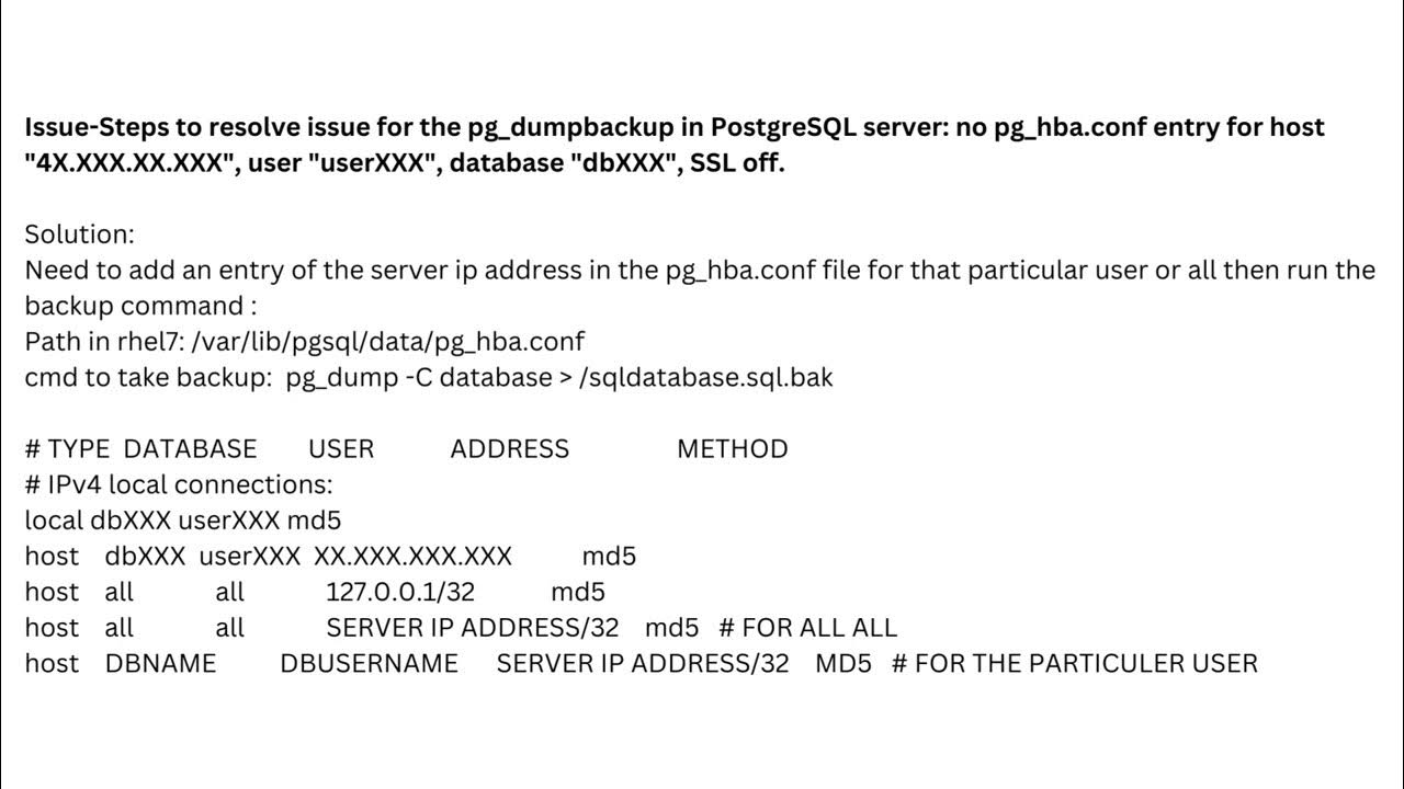 No Pgnf Entry For Host Pgserver And Pgdump Version Mismatch Pgdump Backup Path Access