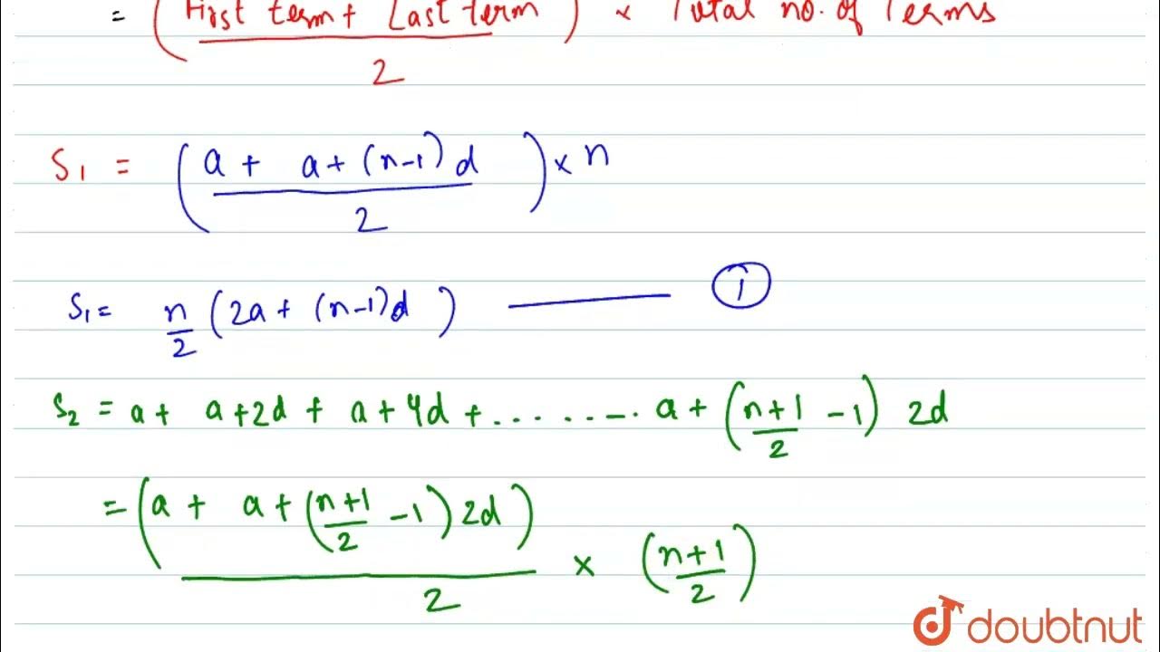 If S1 is sum of AP of n odd number of terms & S2 be sum of the terms of ...