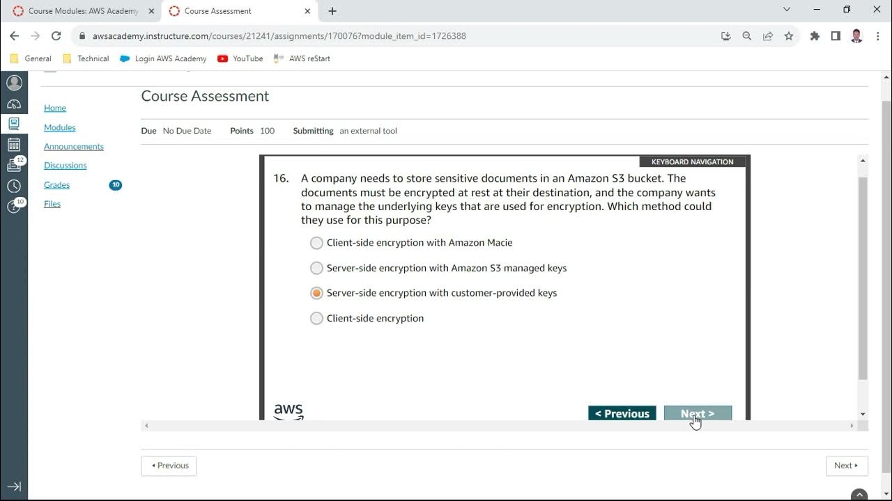 AWS Security Foundations - Course assessment Q & A - Anand K - YouTube