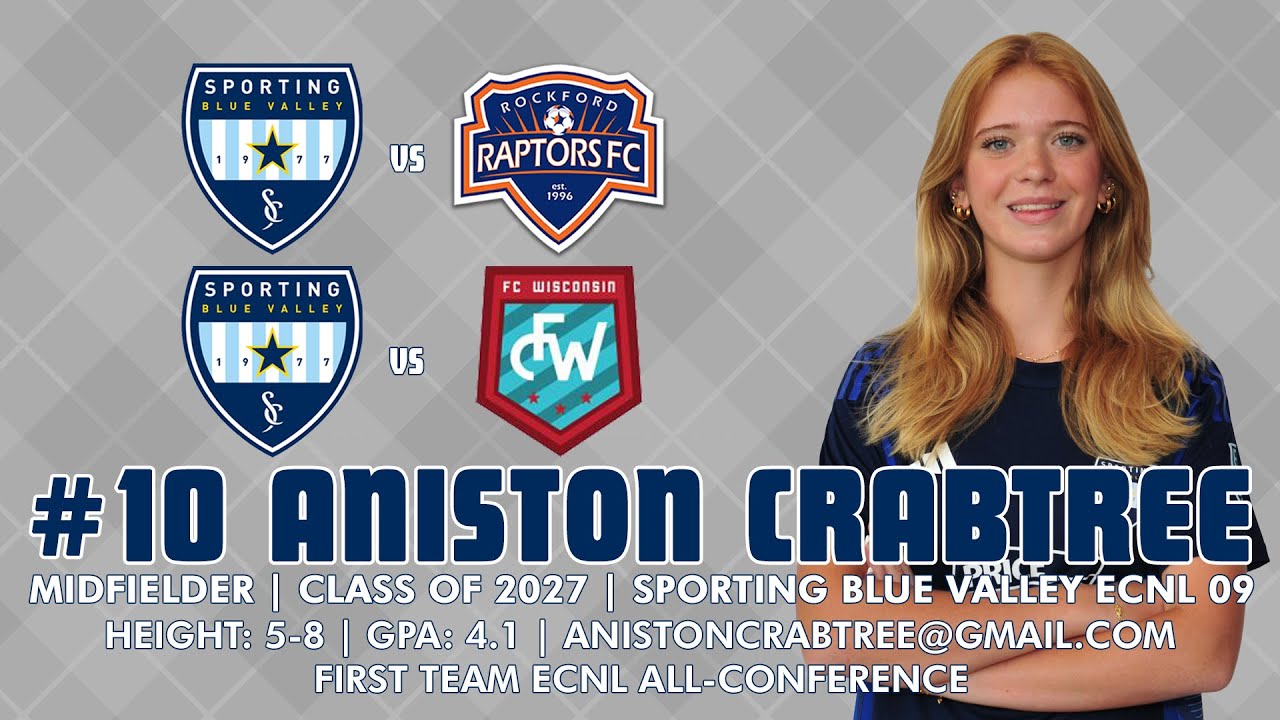 Aniston Crabtree: 2024 v Rockford Raptors & FC Wisconsin ECNL - YouTube