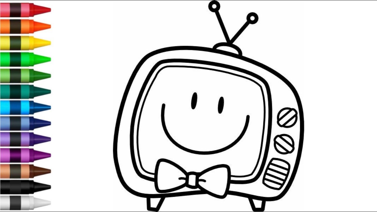 Old TV drawing٫ painting, coloring for kids and toddlers 📺 how to draw ...