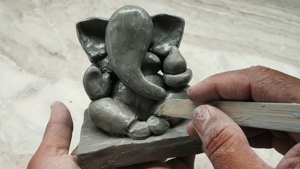 Ganesh idol making with clay at home | Eco friendly Ganesha | Ganpati ...