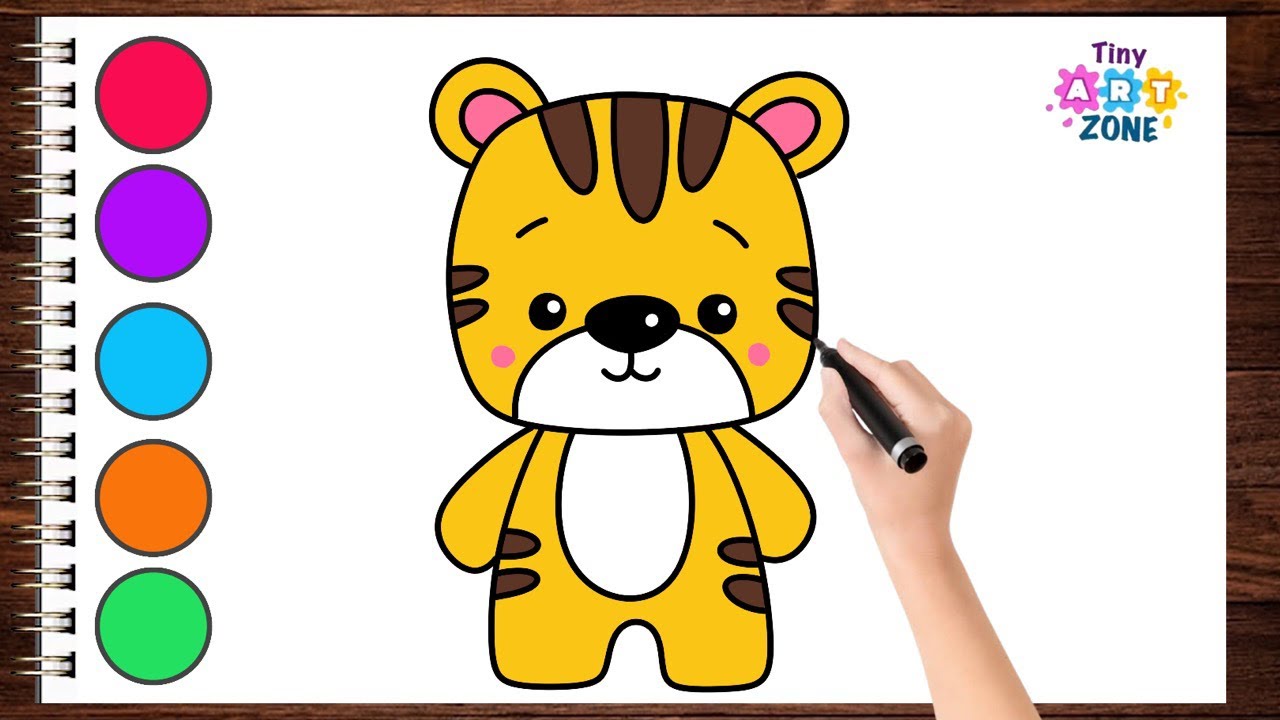 How to Draw a Cute Baby Tiger Easy for Kids & Toddlers | Tiny Art Zone ...