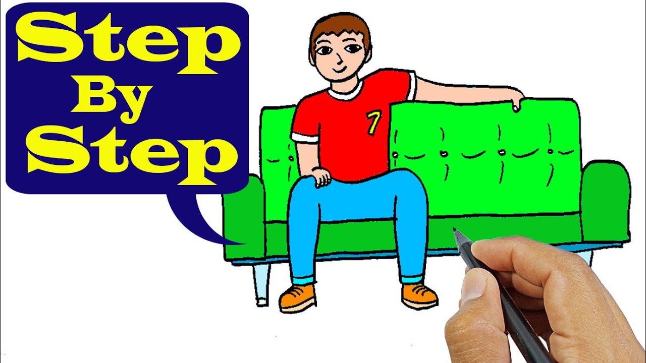 How to draw a person sitting down on a couch | Drawing Ideas For ...