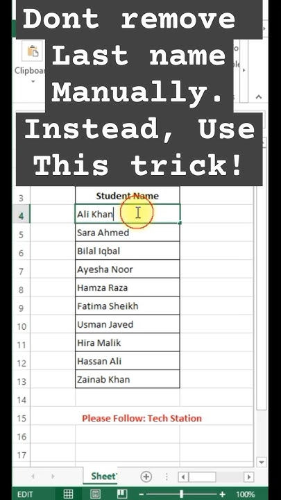 Smart Trick to Remove Last Name in Excel Without Manual Effort! - YouTube