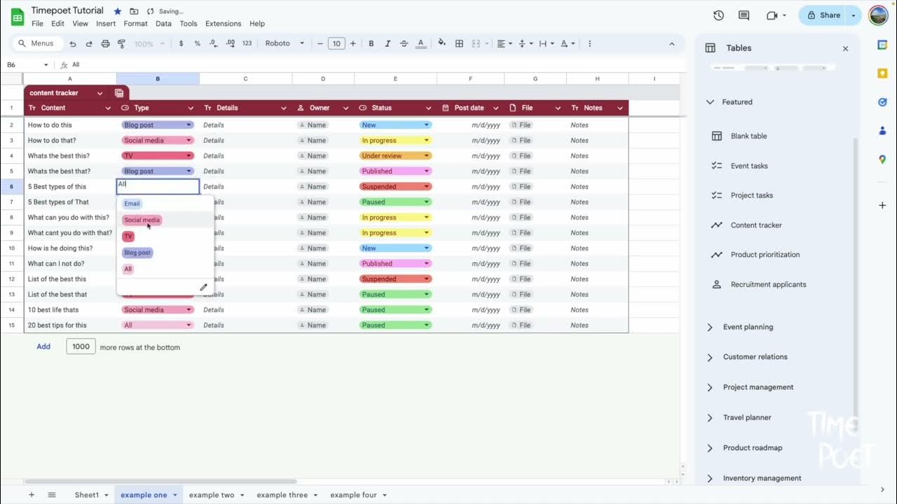 Google Sheets Prebuilt Tables - YouTube