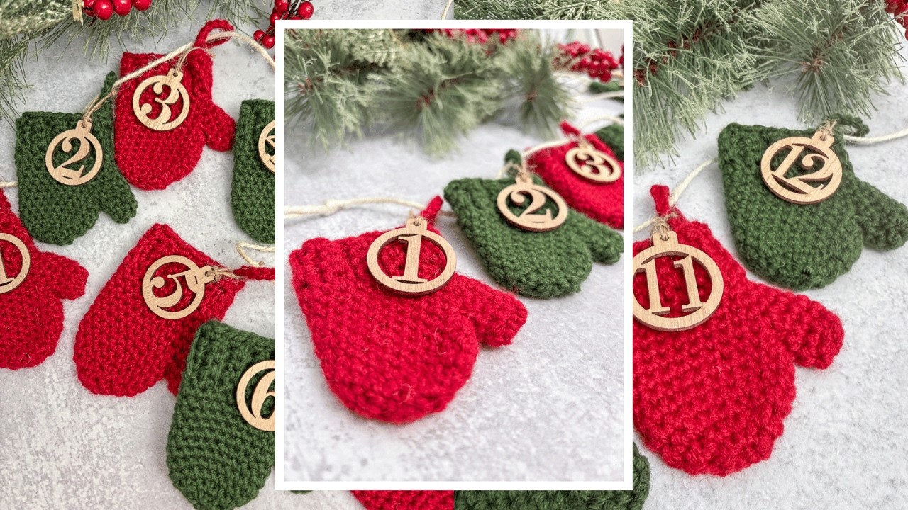 Make a Cozy Crochet Christmas Advent Calendar (Mini Mitten Garland ...