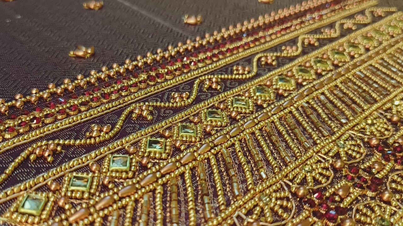 unique aari work blouse design | beads work | bridal Aari work blouse ...