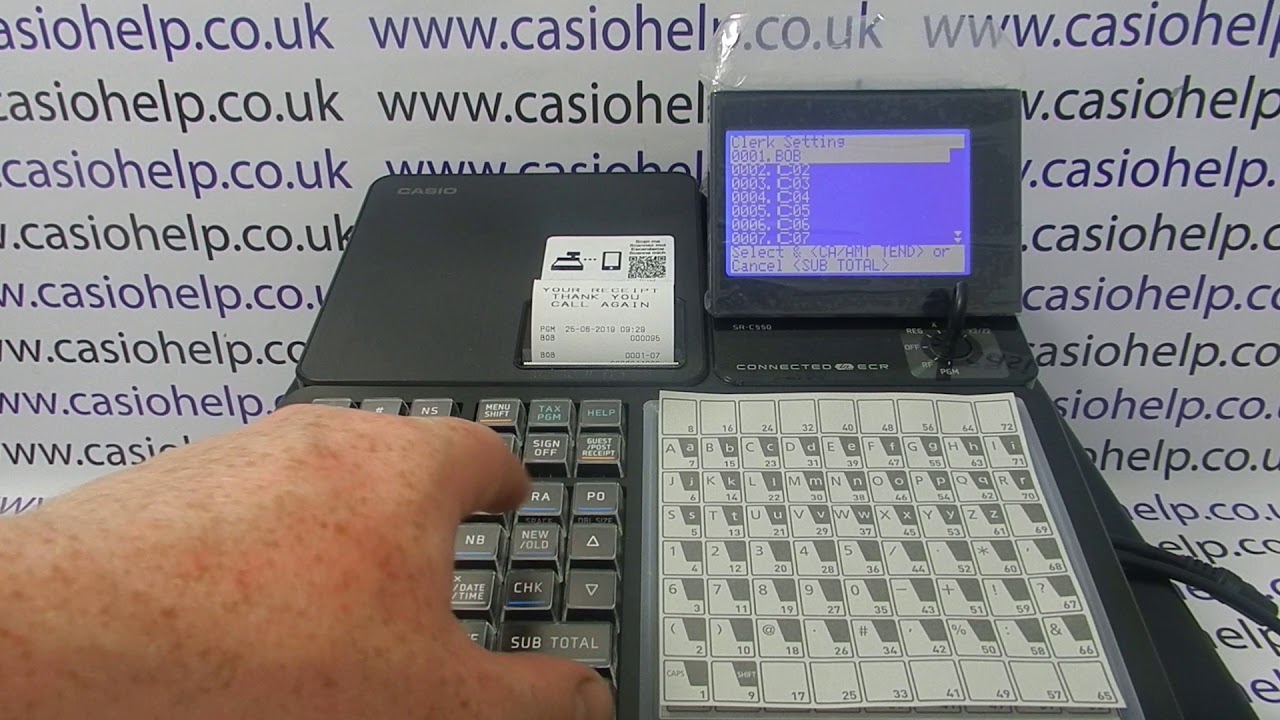 How To Program A Clerk Name On The Casio SR-C550 Cash Register - YouTube