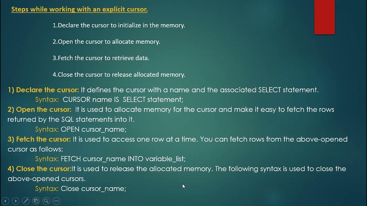 Cursors in Oracle PL SQL - YouTube