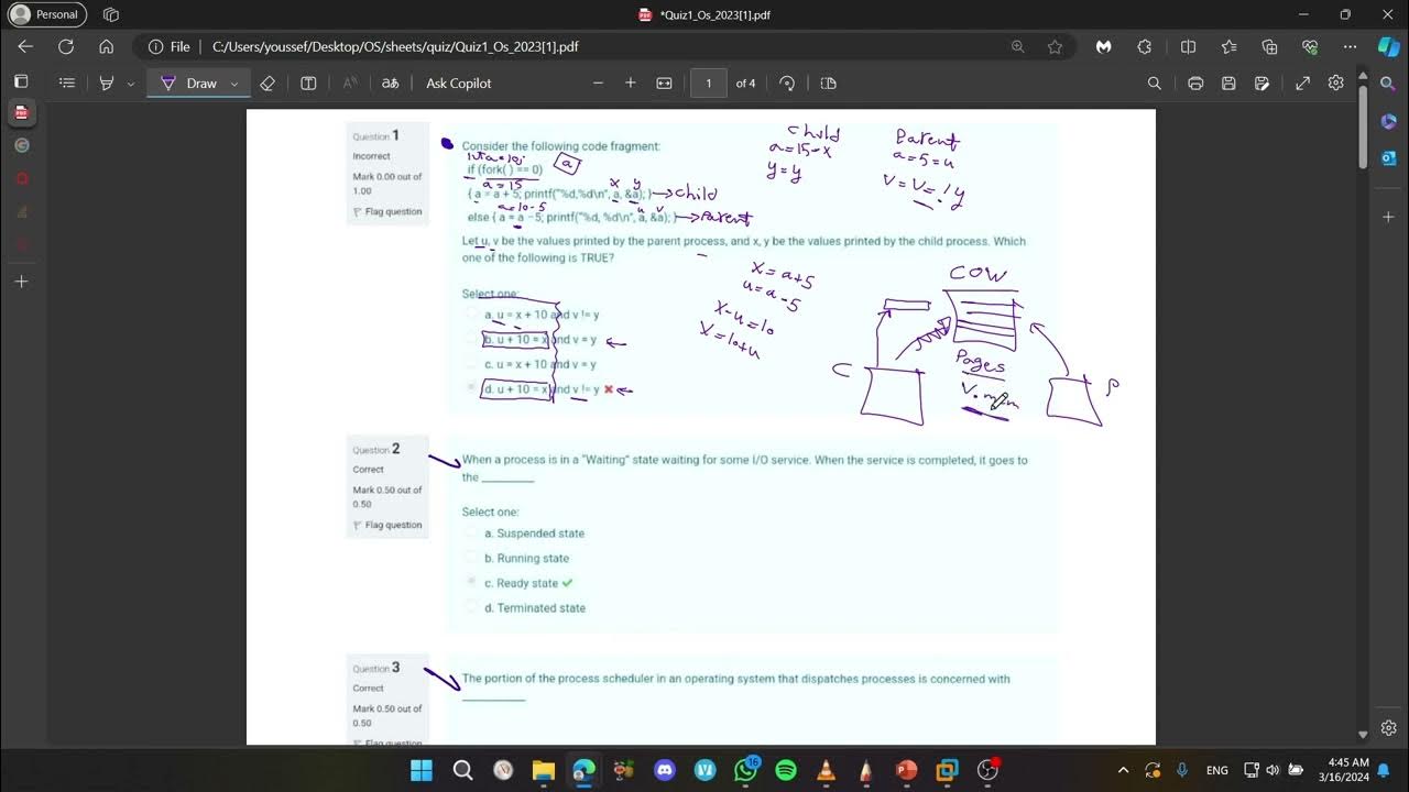 Operating Systems : Quiz 2 quick questions - YouTube