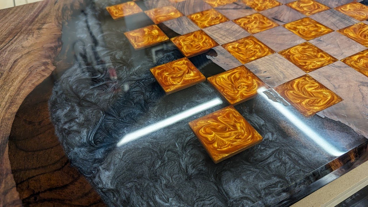 Epoxy Chess Board and Carob Live Edge Sanding Process - Part 11 - YouTube