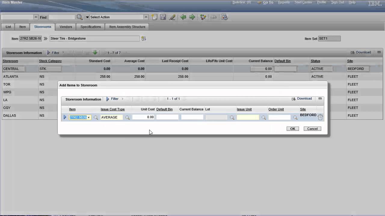 Maximo 7.5 Item Master: Adding Inventory to Storerooms - YouTube