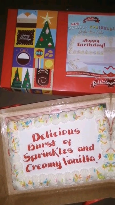 Red Ribbon Vanilla Sprinkles Dedication Cake #vanillacake # ...