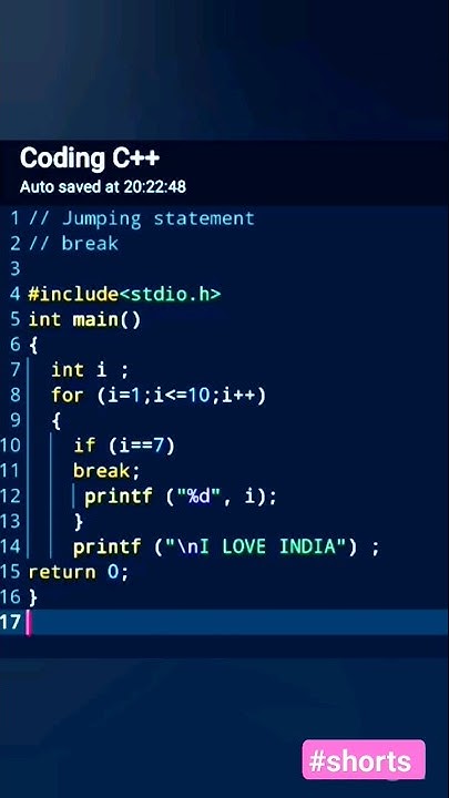 Jumping statement - break, continue in C++ programming #shorts #trending #coding #cpp #code # ...