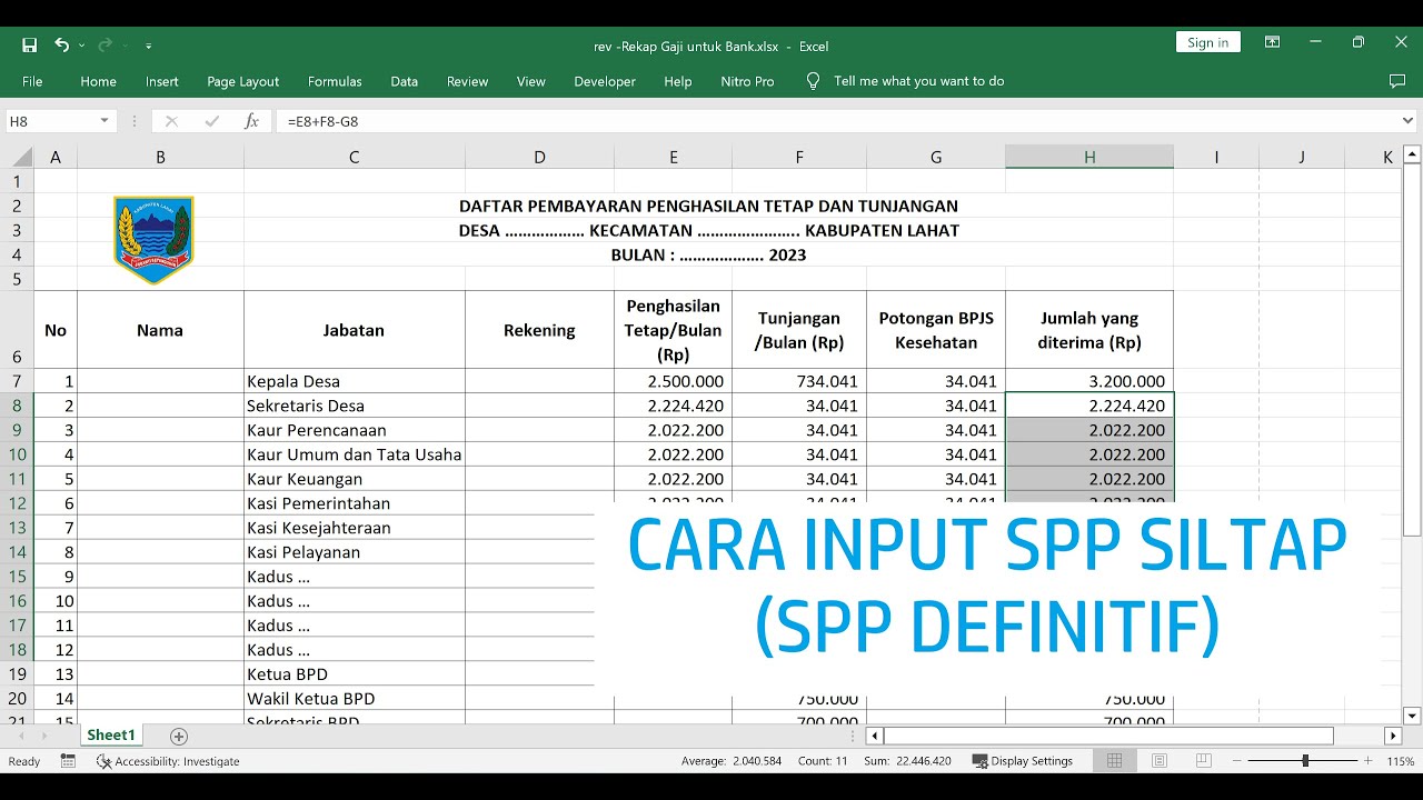 2 SPP Siltap 2023 (SPP Definitif) Siskeudes 2023 - YouTube