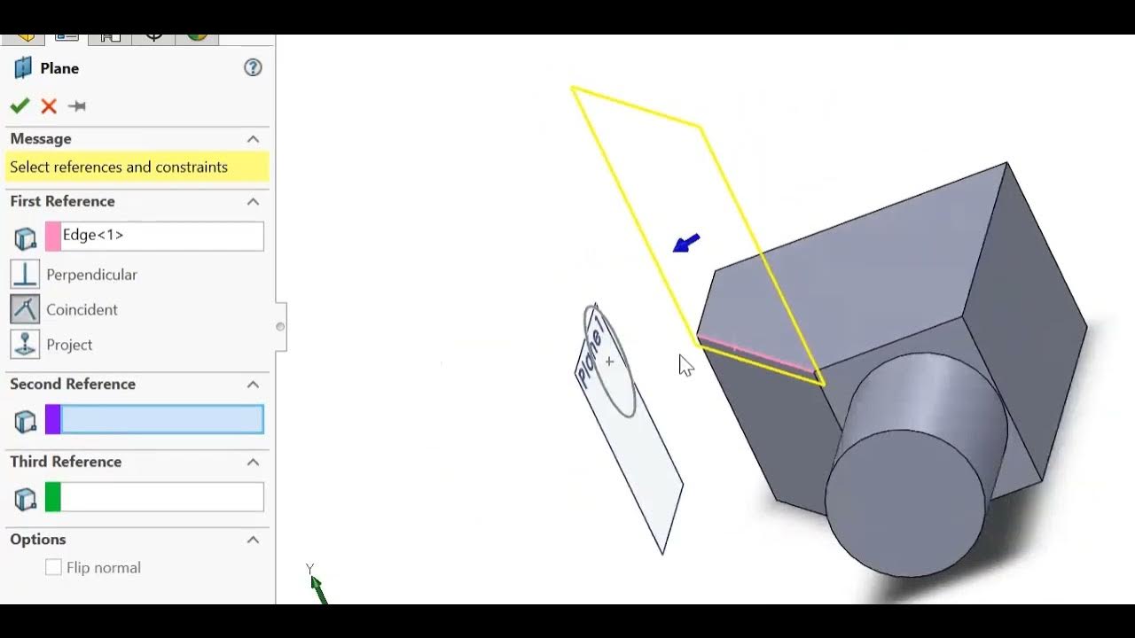 SolidWorks Reference Plane : Angled Plane - YouTube
