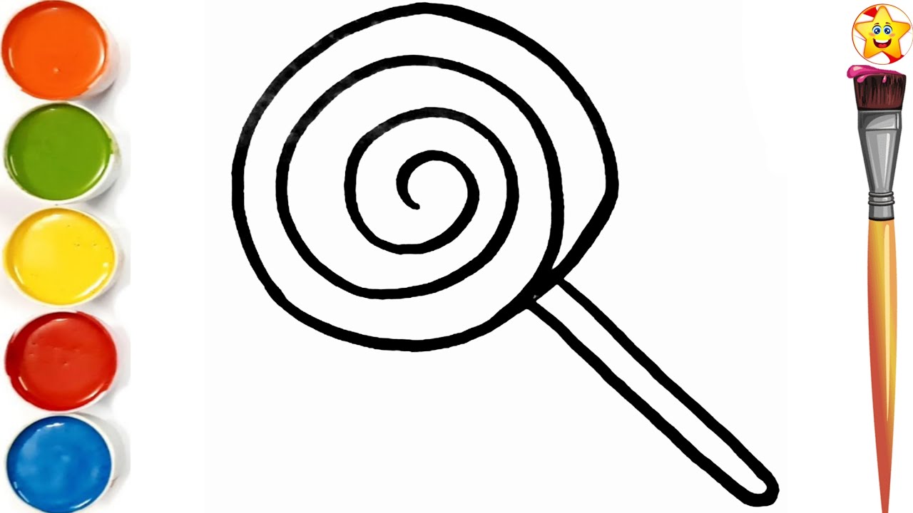 How To Draw A Cute Easy Lollipop🍭For Kids Step By Step | Lollipop ...