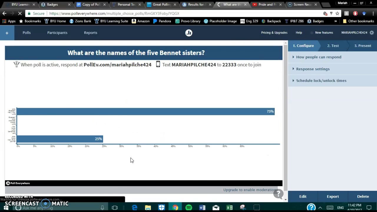 Pride and Prejudice PollEv Results - YouTube