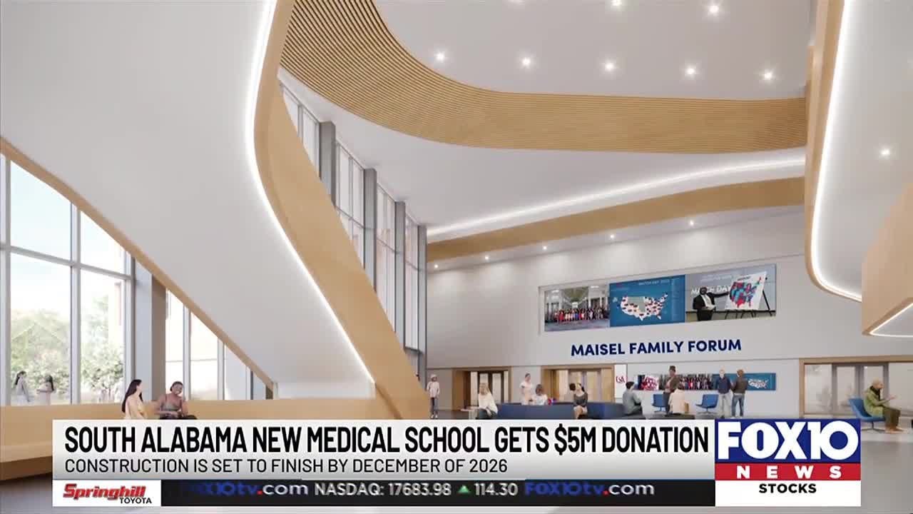 University of South Alabama med school gets $5 million donation - YouTube