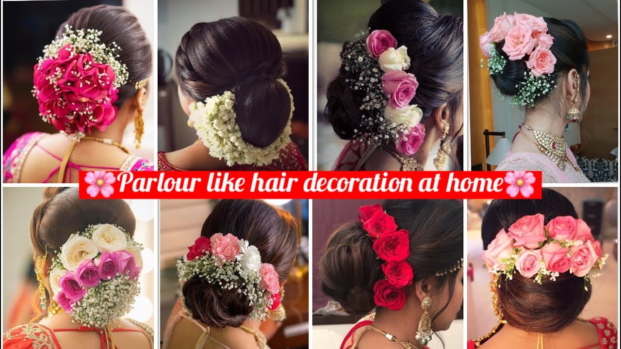 Easy festive hairstyle with rose || rose petals hair decoration ...