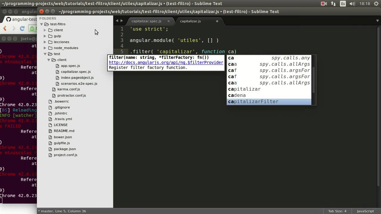 Tutorial de Test Unitarios en Angularjs - Lección 2 Testeando Filtros ...