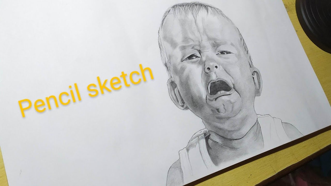 crying cutest baby drawing | easy shading sketch | how to draw a baby # ...
