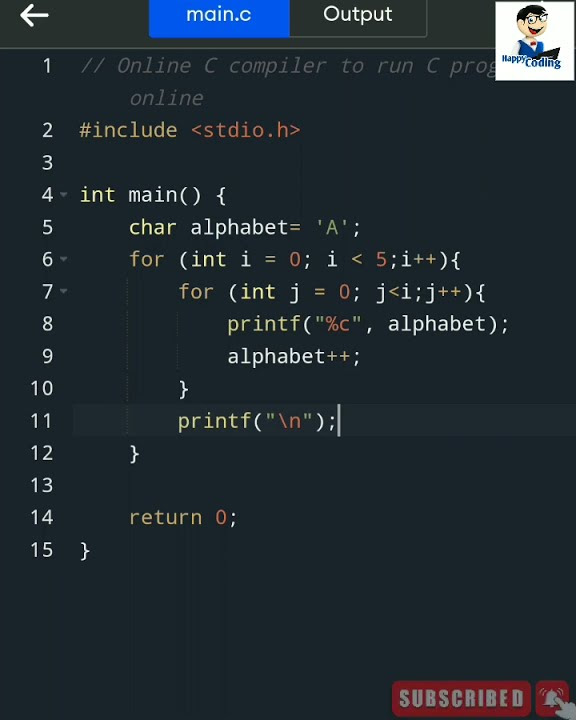 Printing Alphabet Pattern Using C In Tamil Happycoding Cprogramming 6279