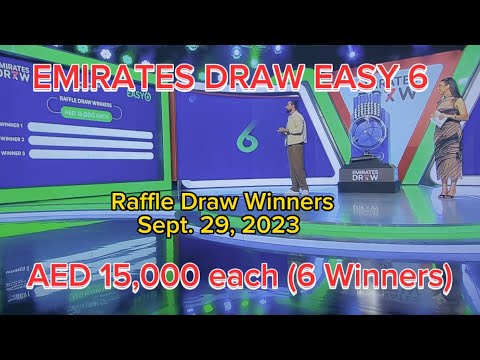 EMIRATES DRAW Easy 6 Live Raffle Draw Winners Results Sept. 29, 2023 ...