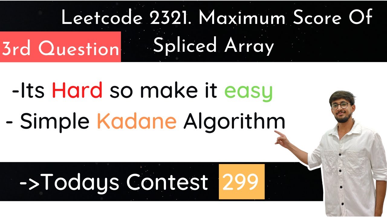 Leetcode 2321 Maximum Score Of Spliced Array Hindi Youtube 8795