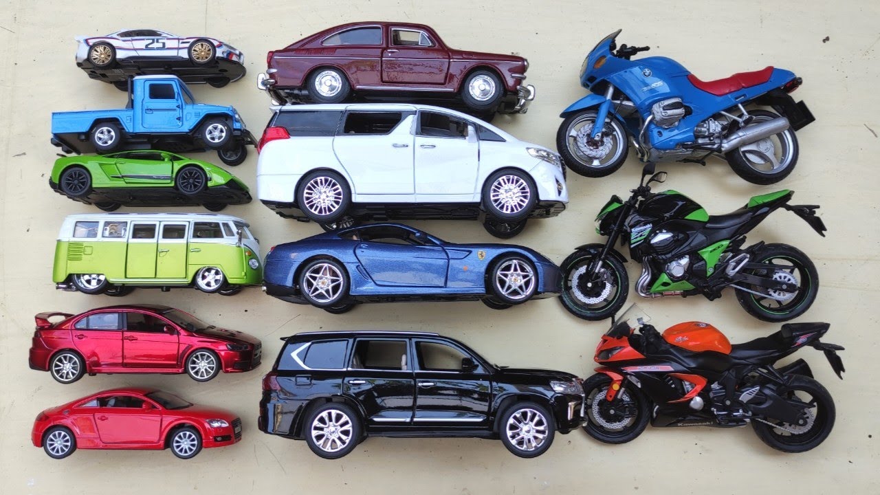 Various Diecast Model Cars & Motorcycles 1/12, Kawasaki Bike, Ferrari ...