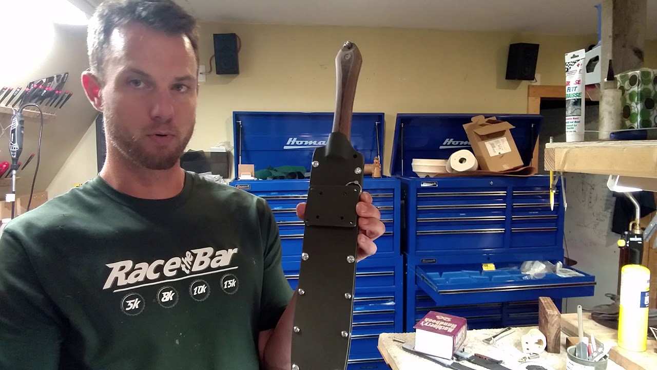 Tactical gladius sheath options, straight pull or out the front - YouTube