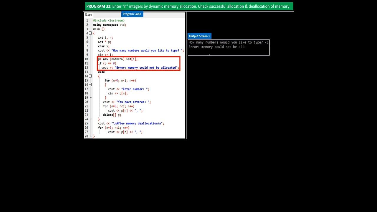Program to check successful Allocation and Deallocaton of Memory #Ajit_Saigal_Technocrat - YouTube